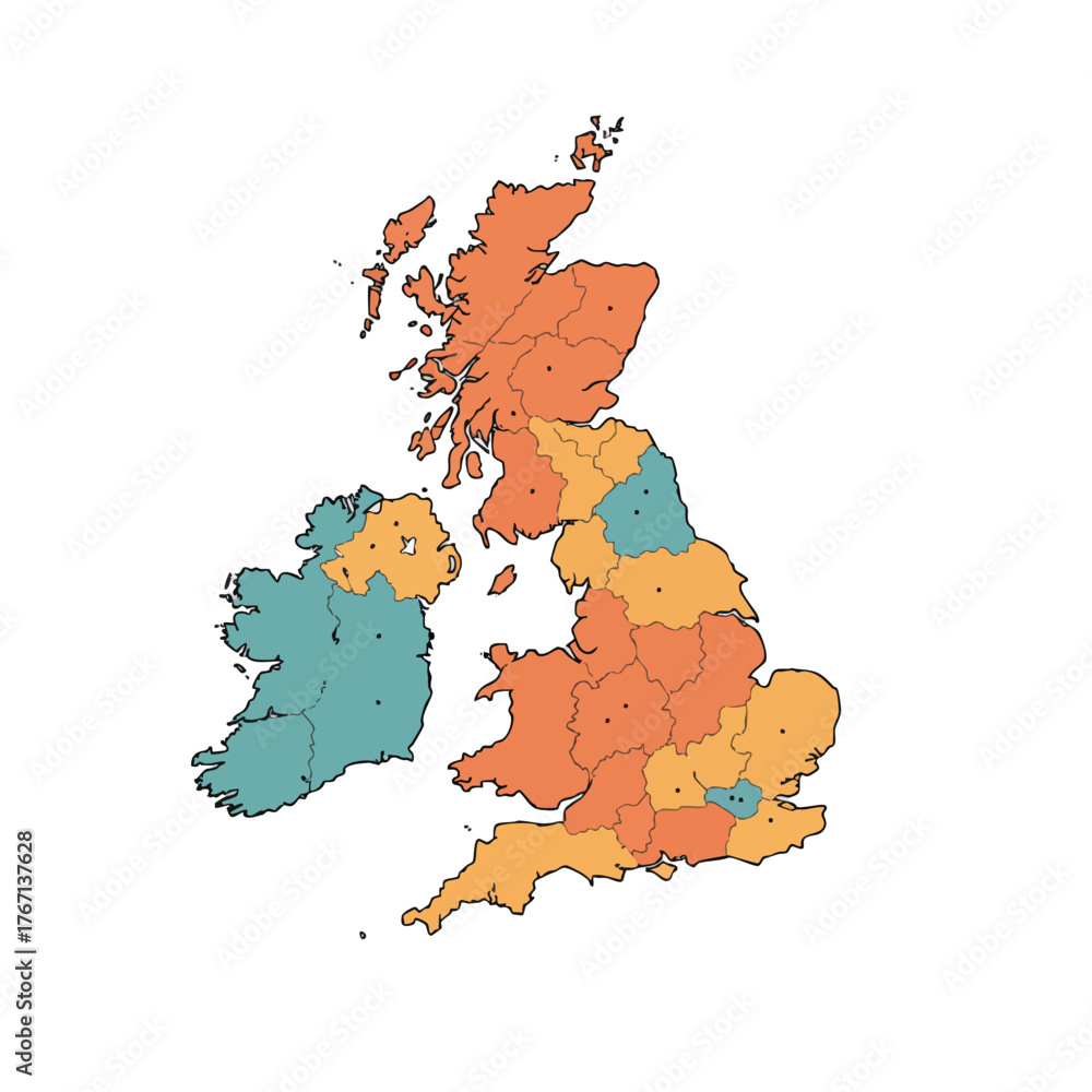 map of the UK and its territorial divisions Stock Vector | Adobe Stock