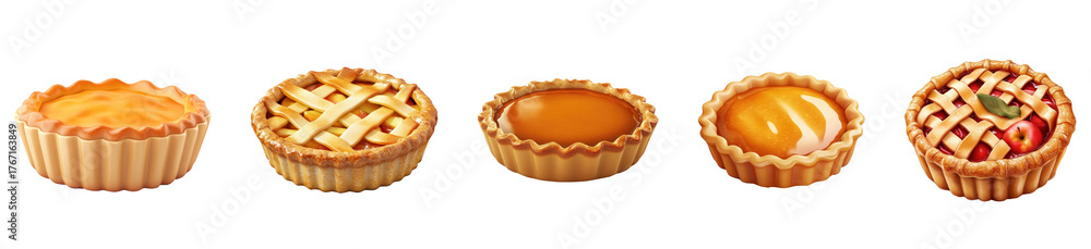 Five different types of pies, each with a unique crust and filling ...