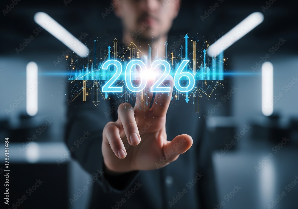 Photo Stock Reaching for 2026 A Glimpse into the Future with Technology ...