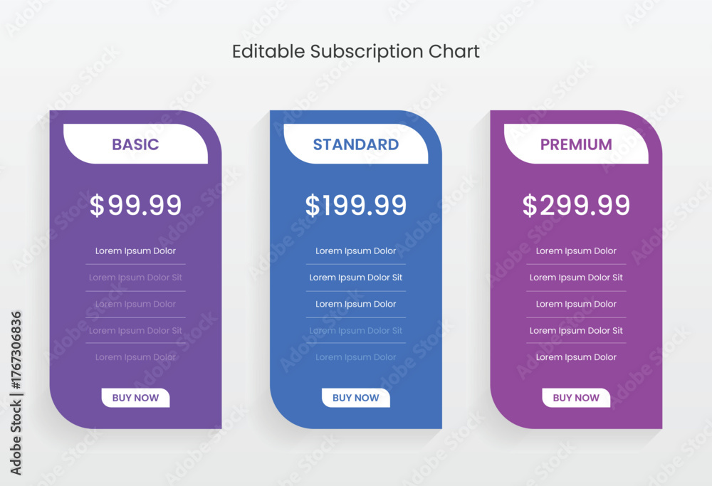เวกเตอร์ Stock Digital product pricing plans table, pricing chart ...