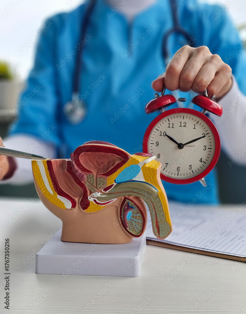 Photo Stock Medical professional demonstrating anatomical model of male ...