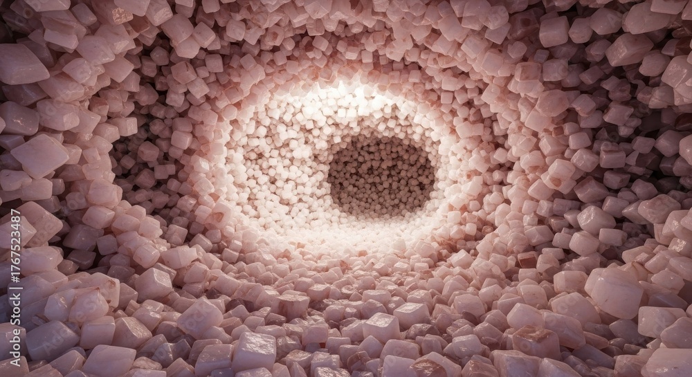 Abstract Salt Crystal Formation Tunnel, Pink Himalayan Salt Cavity ...