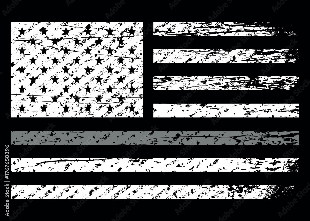 Stock-Vektorgrafik „American Distressed Flag With Thin Gray Line Vector ...