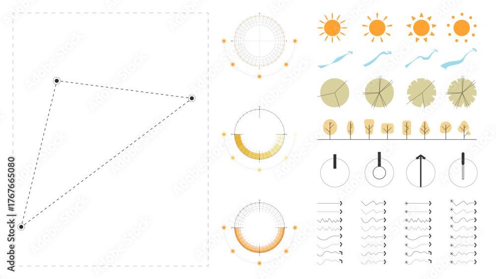 architecture site analysis symbol icon element drawing graphic flat ...