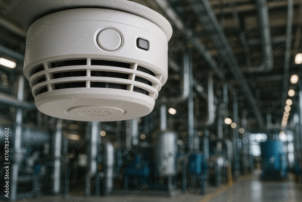 Industrial Environment with Fire Alarm System Installed for Safety and ...