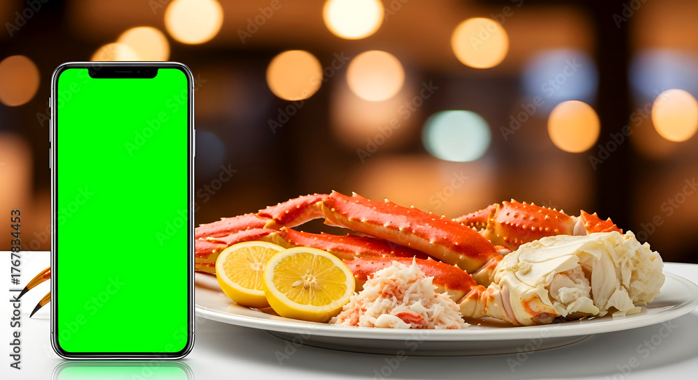 Crab Dish with Smartphone Green Screen — Hidangan Kepiting dengan Layar ...