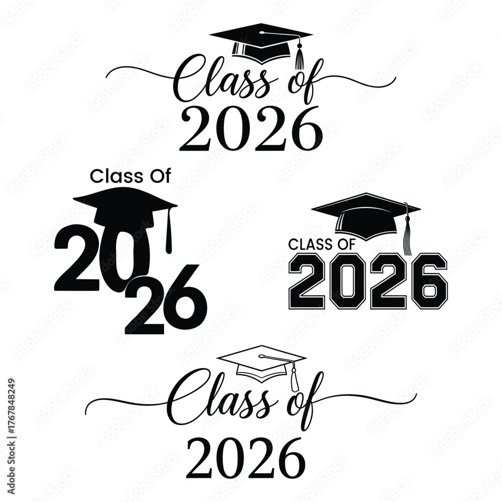 Class of 2026 graduation cap designs Stock Vector | Adobe Stock