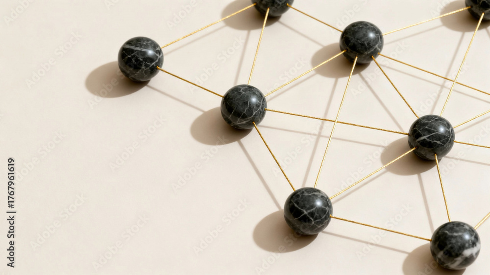 Ilustración de Stock Network of dark marble nodes connected by fine ...