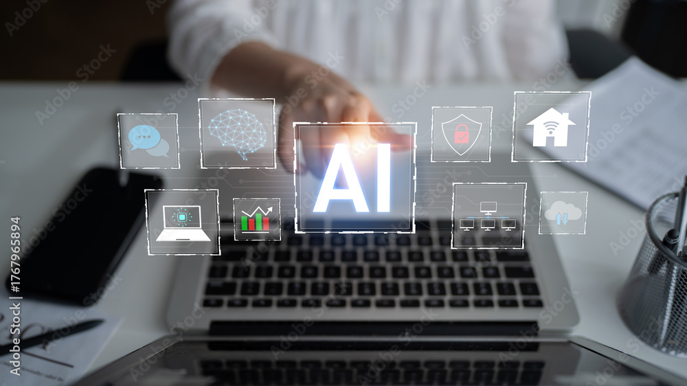 Stock-Foto „AI integration is transforming digital ecosystem. AI ...