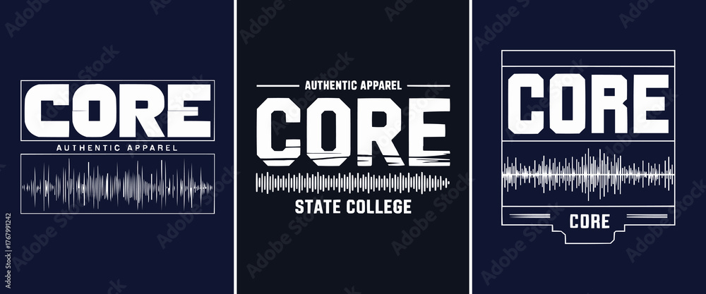 Core authentic apparel typography with modern geometric font and ...
