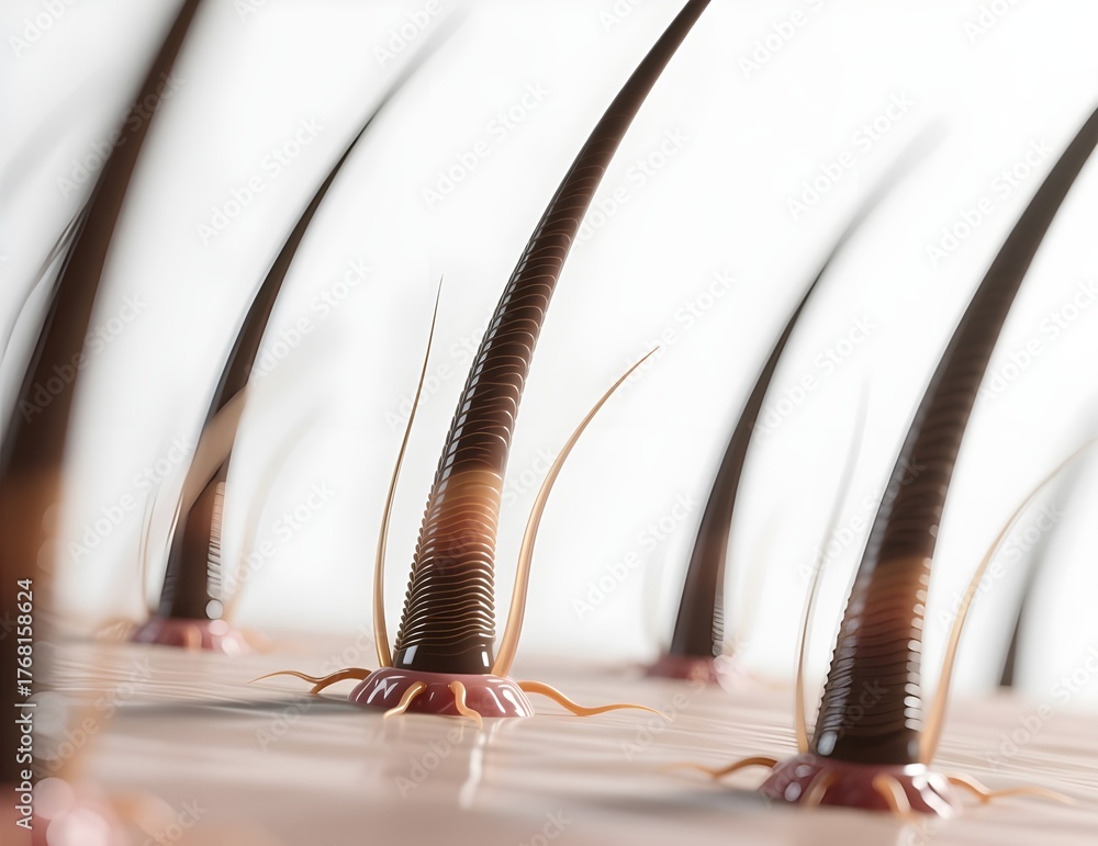 Microscopic Realistic Hair Strand Texture – Detailed Hair Root and ...