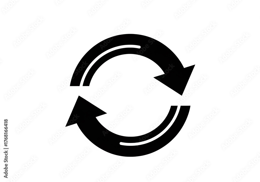 Dynamic circular arrow refresh icon symbolizing continuous loop, update ...