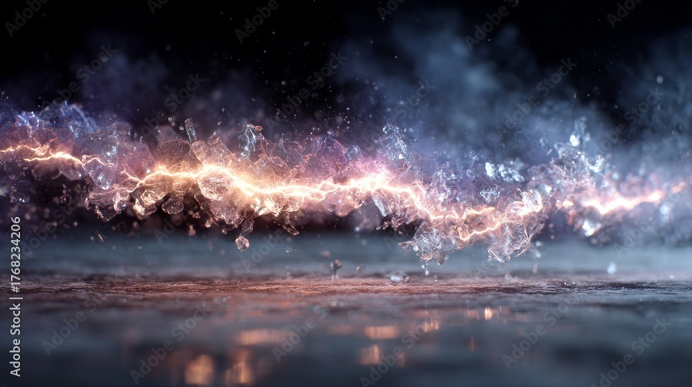 Electrified ice crystals frozen mid-fracture, capturing lightning ...