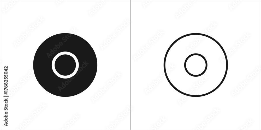 Two icons of a circle with a smaller circle inside, one outline and one ...