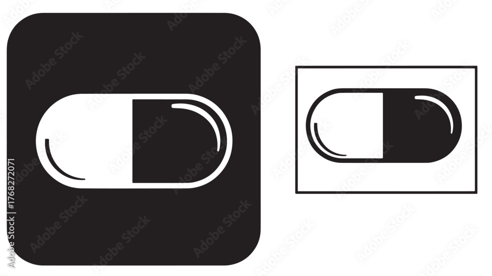 Two toggle switch icons one framed displayed with a silhouette on ...