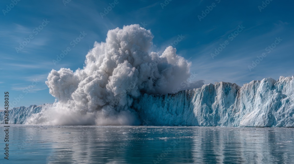 Massive Iceberg Calving Event in Glacial Waters with Spectacular Ice ...