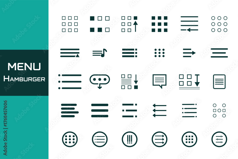 Minimal and clean hamburger menu icon with three horizontal lines ...