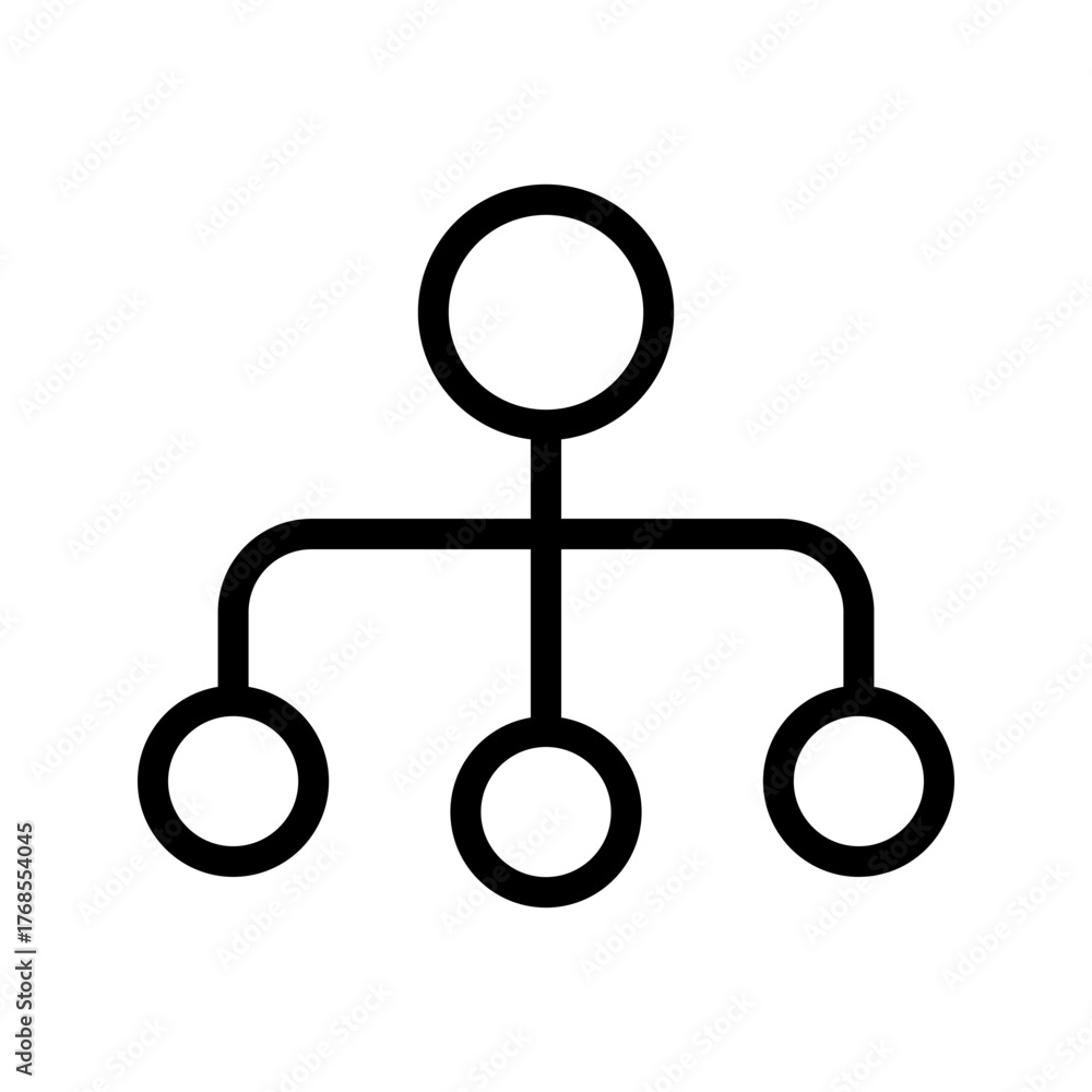 Organizational hierarchy icon, org chart branching structure outline ...