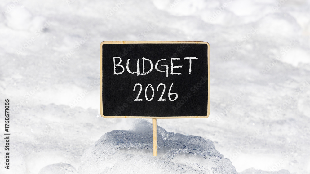 Budget 2026 symbol. Concept words Budget 2026 on beautiful black ...
