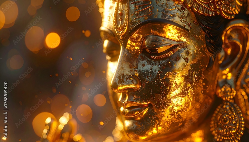 Ultra Realistic Close-Up of Lord Venkateswara Statue Face. Intricate ...