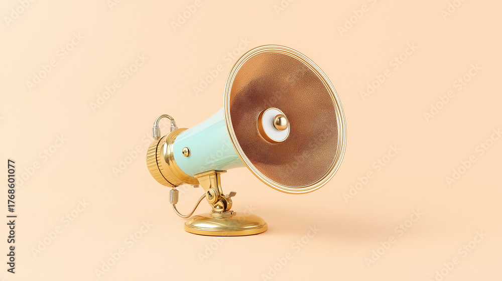 declaration. Classic announcement device on simple pastel backdrop ...
