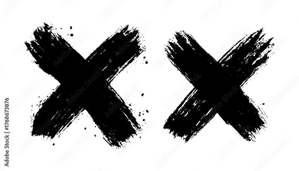 Abstract cross isolate on white background. Set of black cross icons ...