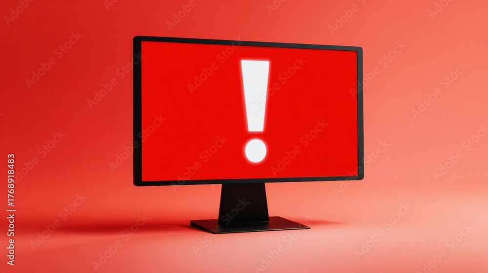 Urgent Warning Display: A computer screen displays a prominent ...