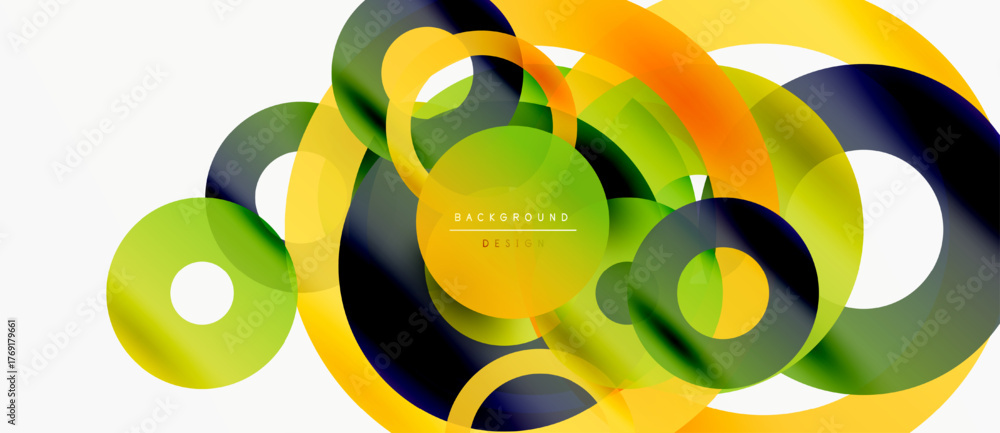 Abstract colorful circles overlap. Modern design features vibrant ...