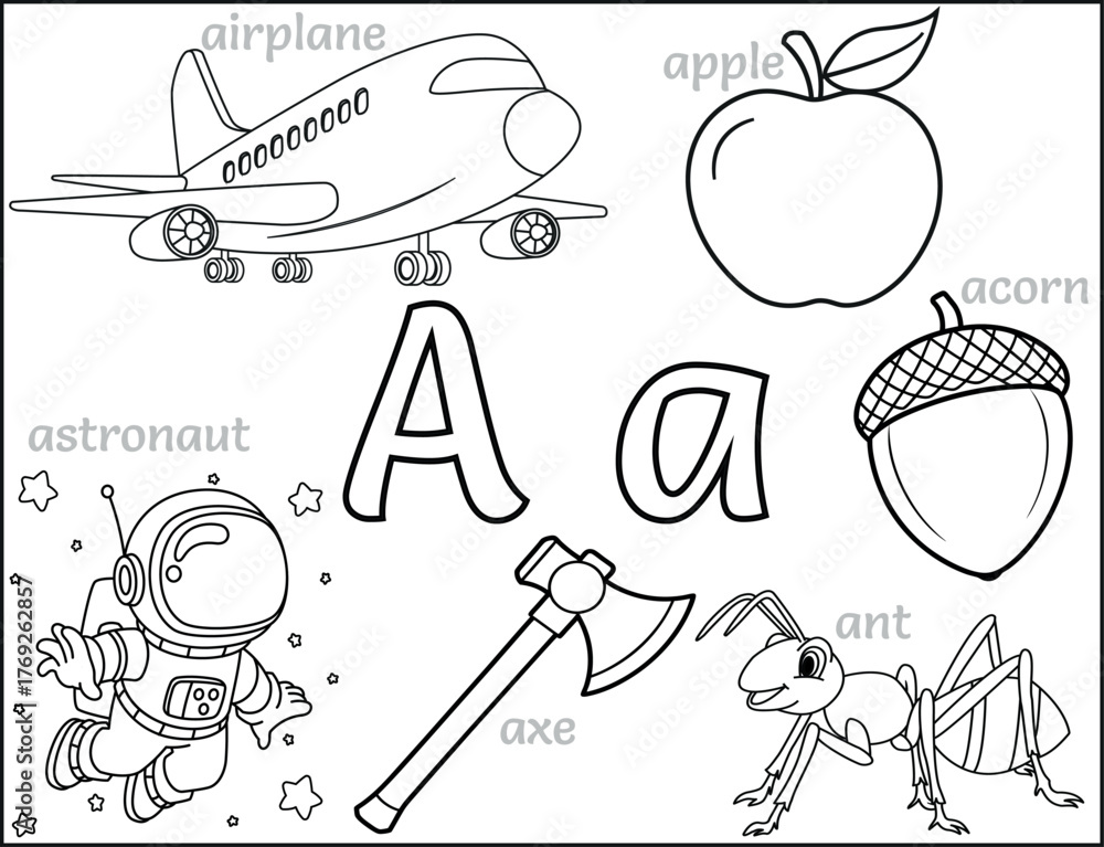Alphabet Letter A Coloring Page – Educational worksheet, fun printable ...