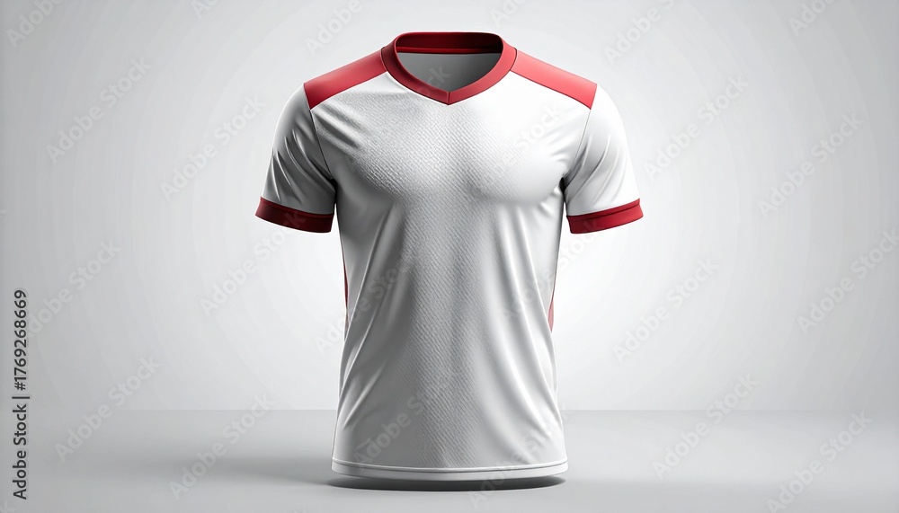 Blank white and red sports jersey mockup on a clean studio background ...