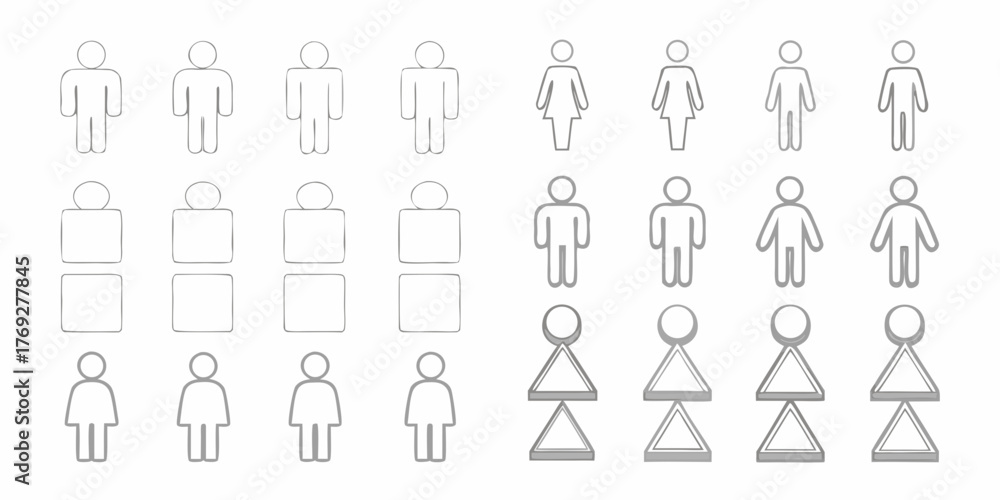 Collection of diverse gender neutral and male female pictogram figures ...