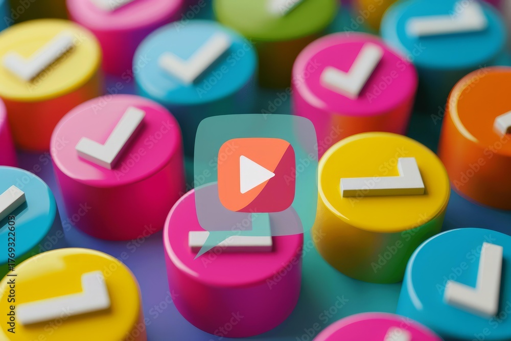Play button representing online video marketing validating choices with ...