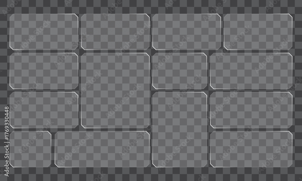 Transparent modern liquid bento grid glass frame effect UI panel ...