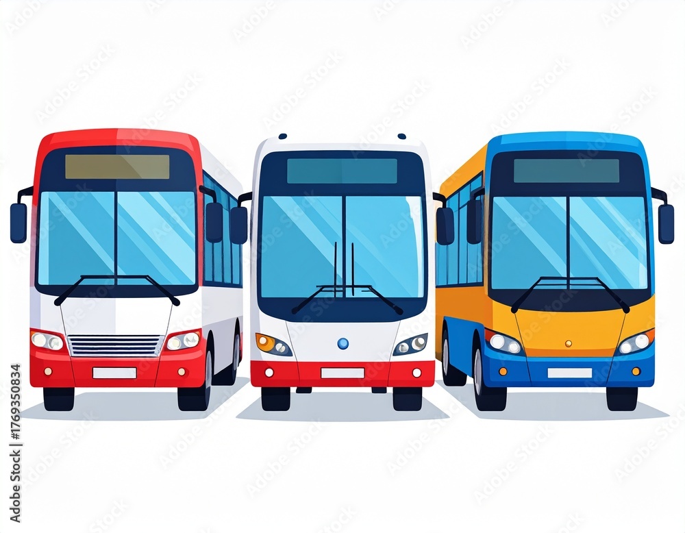 Trio of Vibrant Buses with Unique Color Combinations and Modern Styling ...