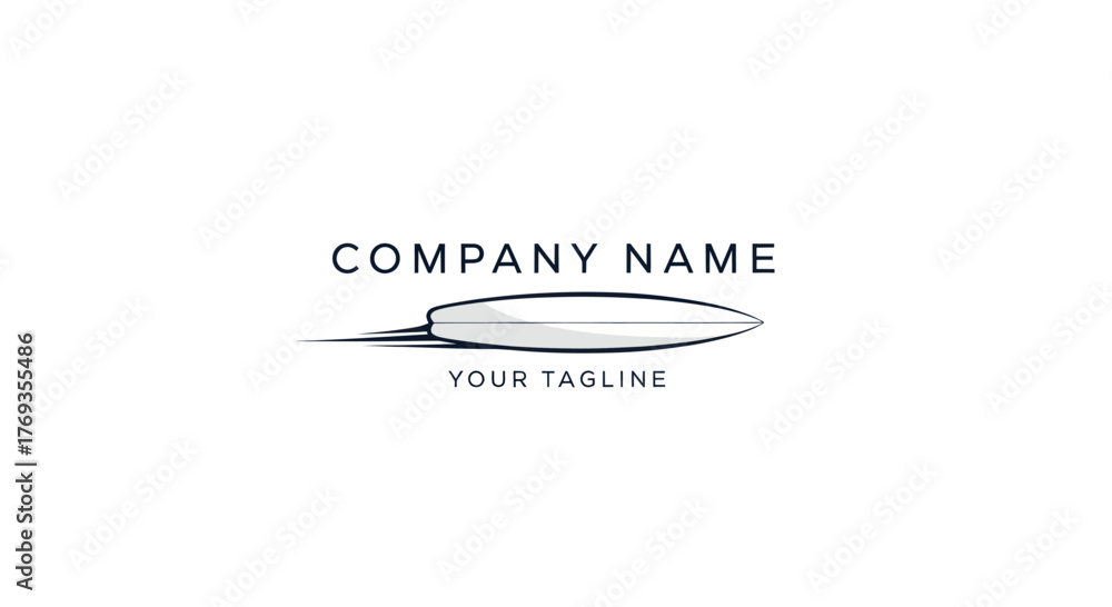 Vintage Surfboard Logo Design with Company Name and Tagline. Stock ...