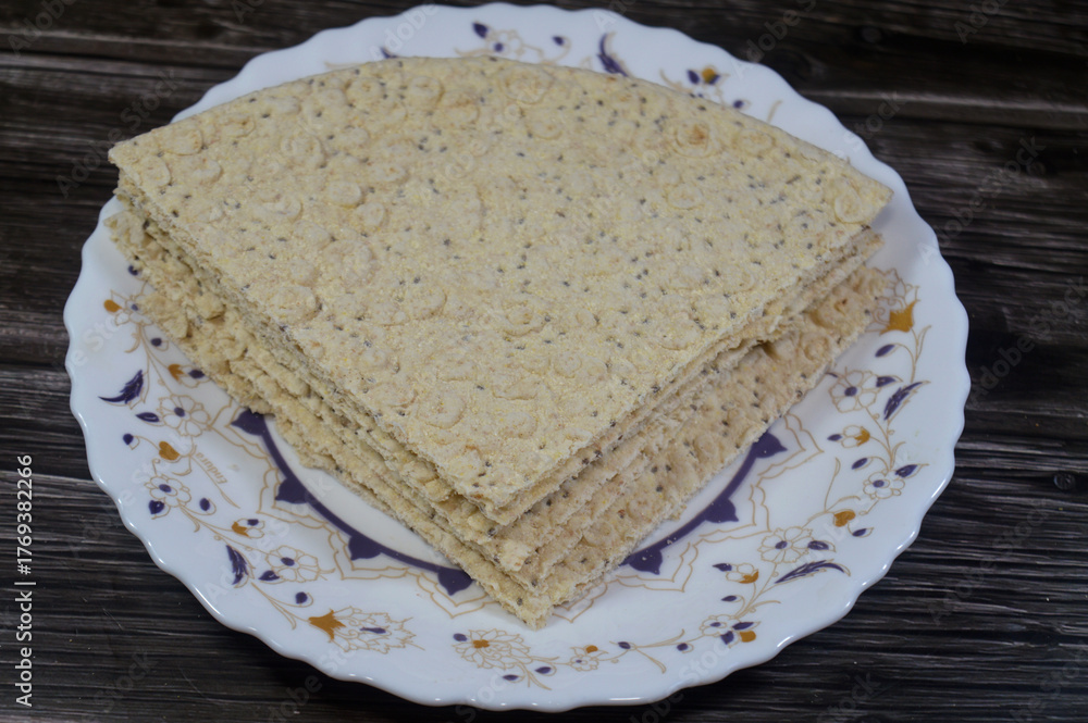 quarter pieces of Chia bread, a type of bread made with chia seeds ...
