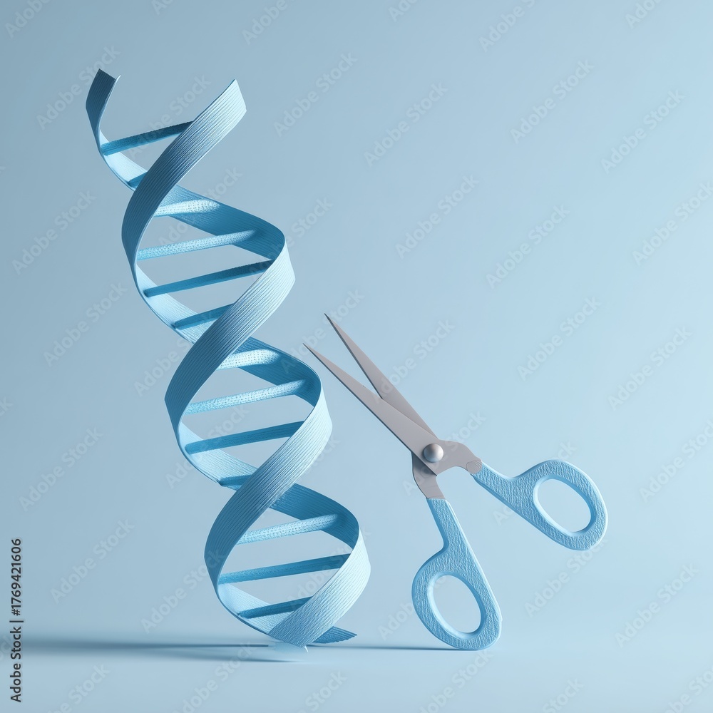 Ilustración de Stock papercraft scissors cutting dna for crispr gene ...