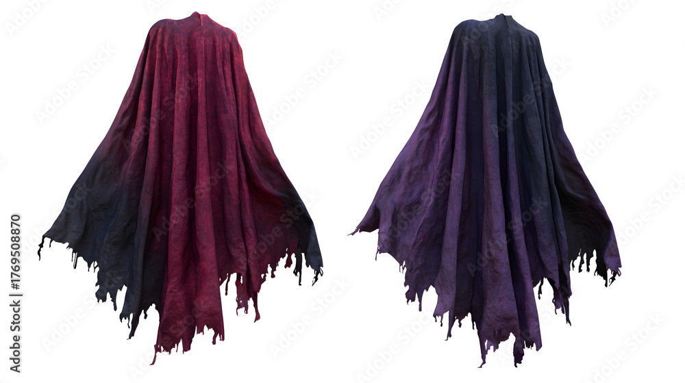 Stock-Foto „Mysterious capes in deep crimson and twilight purple ...