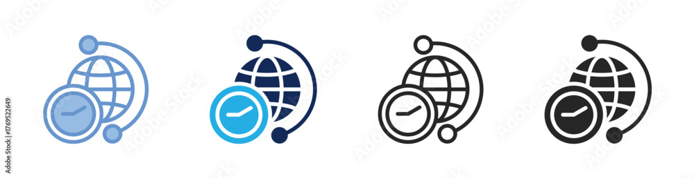 Time Zone Icon Collection Featuring Multiple Styles Stock Vector ...