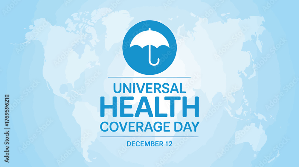 Universal Health Coverage Day with an umbrella symbol and a world map ...