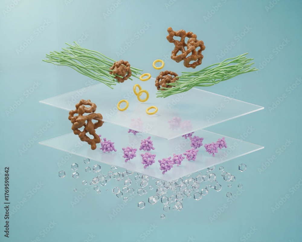 Ilustración de Stock Conceptual diagram of layered molecular structures ...