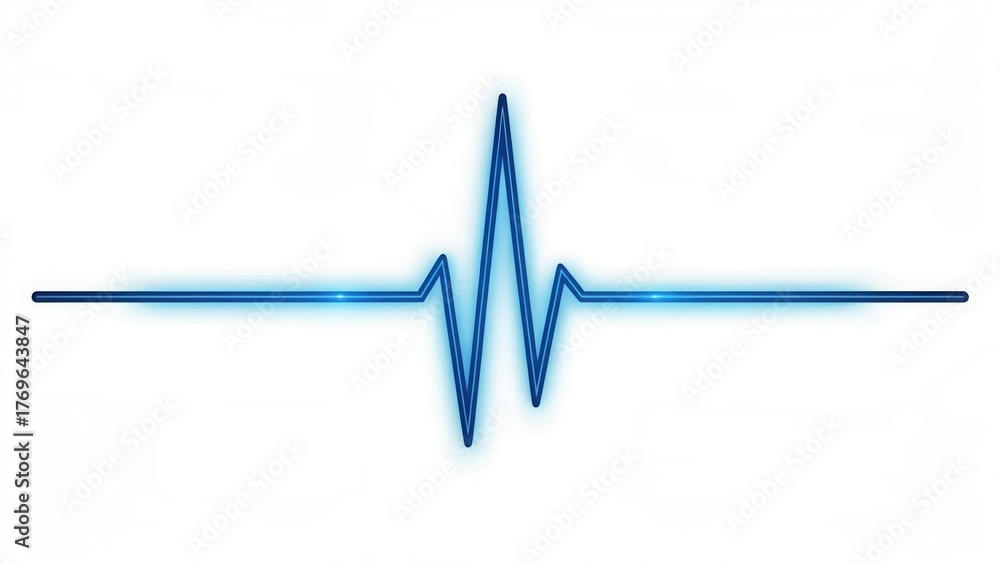 Photo Stock Jagged Blue Heartbeat Pulse Line. Continuous EKG Signal ...
