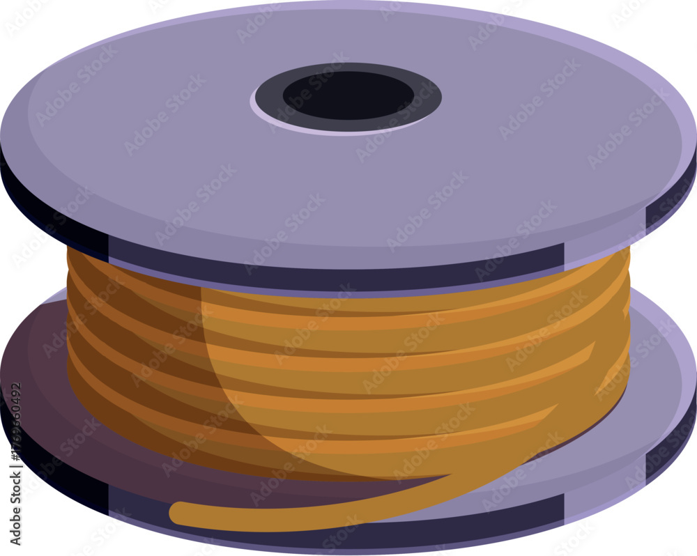 Copper coil on a spool, essential for electrical wiring and various ...