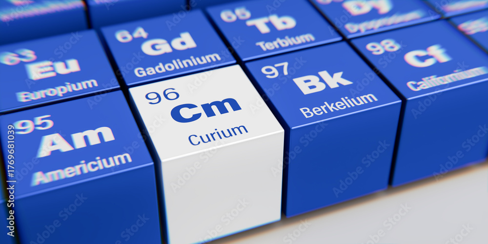 Stock-Illustration „Detail view of the chemical element Cm Curium with ...