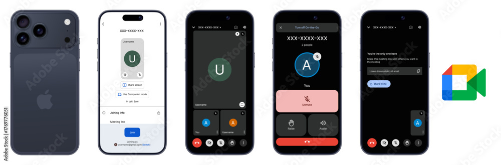 Google Meet mockup on iPhone 17 Pro Max . Google Meet and Gmail ...