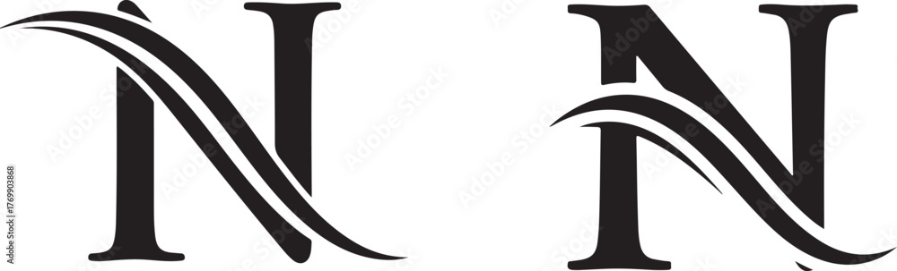 Elegant Letter N Logos with Flowing Abstract Swirls Design Stock Vector ...