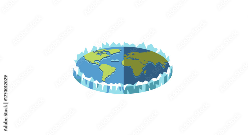 Flat earth with ice wall, suitable for concepts of ancient beliefs ...