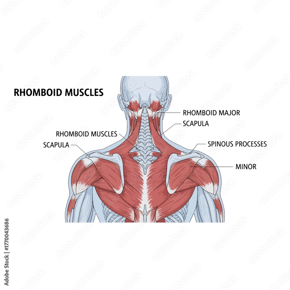 Vector de Stock Poster of the Rhomboid Muscles and Scapula Anatomy in ...