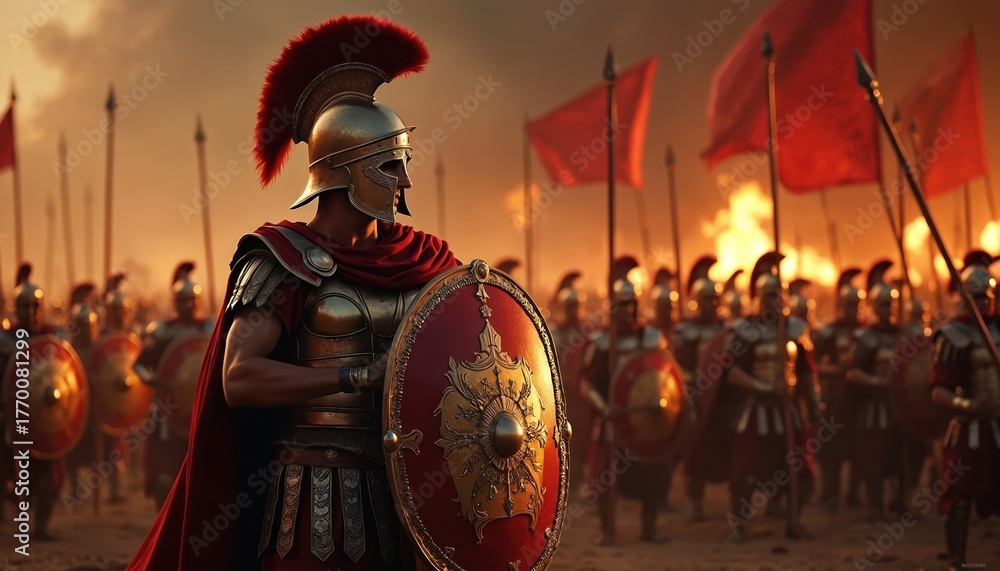Stock-Illustration „Roman legionaries stand in battle formation on ...