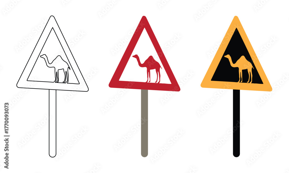 Road Warning Signs Vector Set. Vector collection of triangular road ...